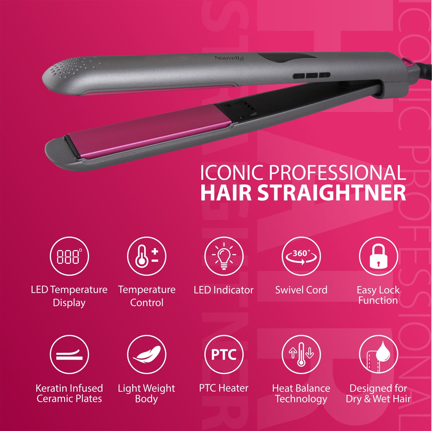 Iconic Professional Hair Straightener – Raj Imports