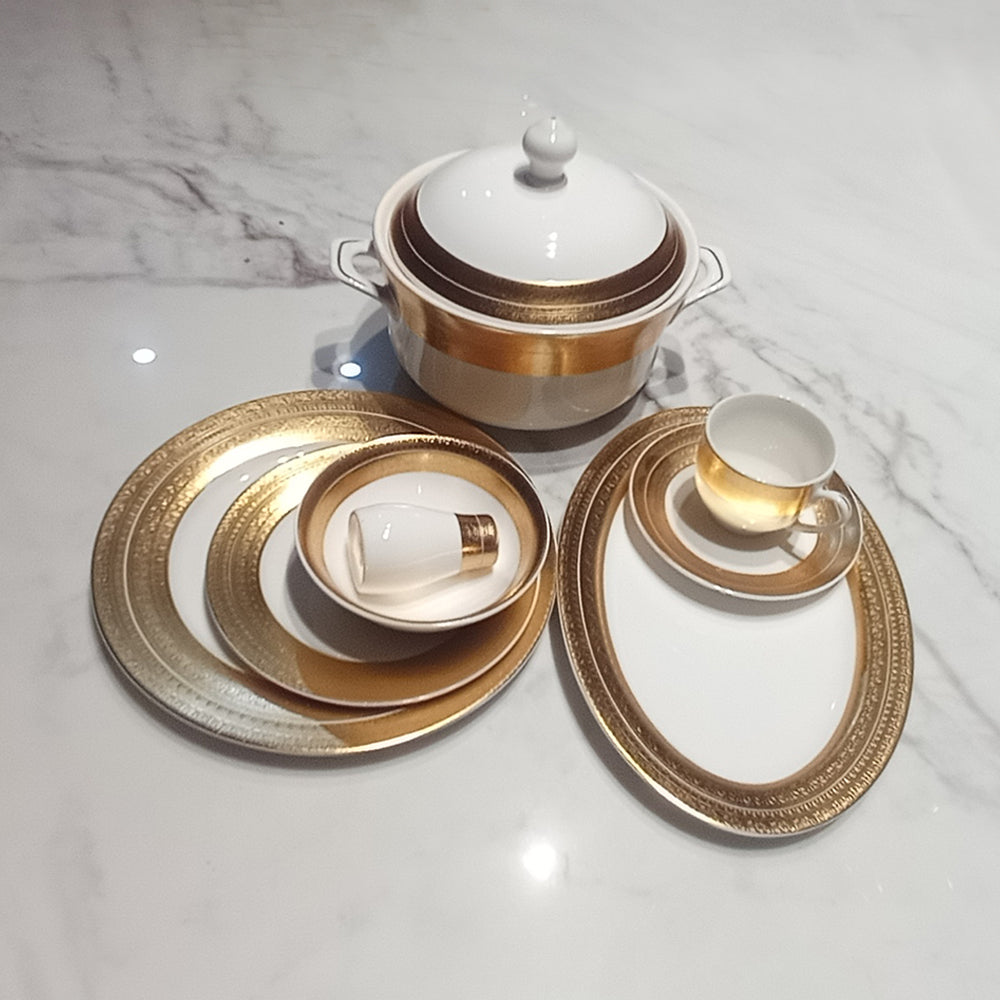 82PC Round Bone China Dinner Set – Raj Imports