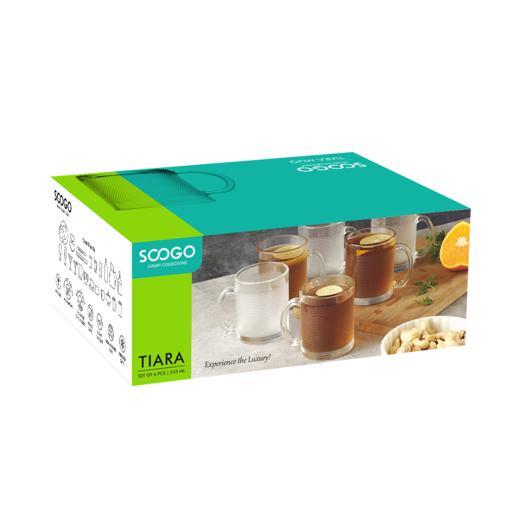 Soogo - Tiara Tea Mug Set 235 Ml - Set of 6 Pcs – Raj Imports